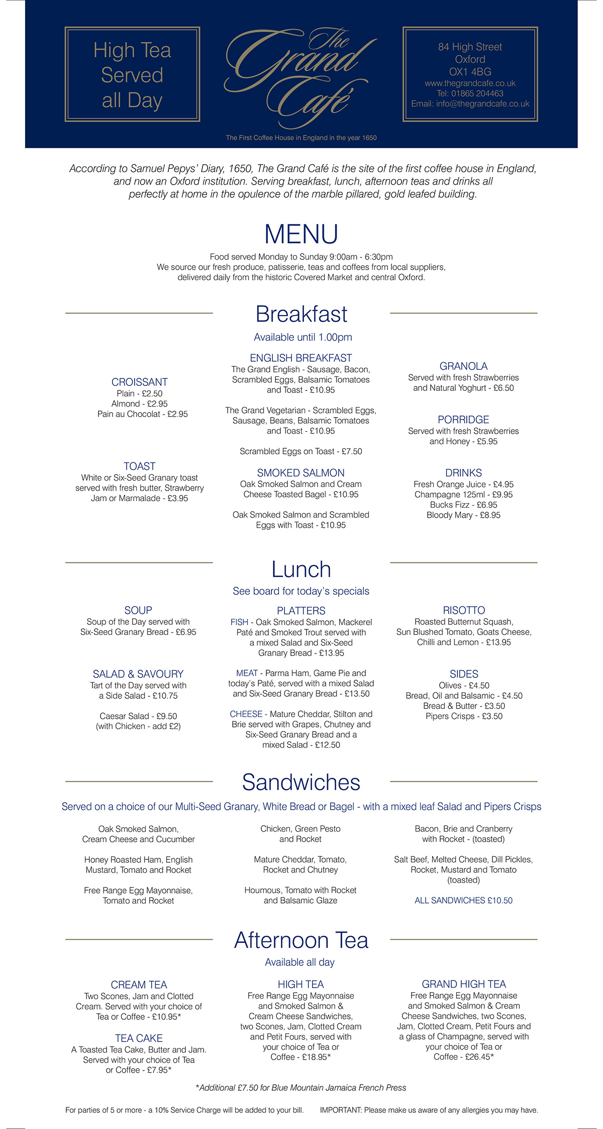 The Grand Cafe Oxford Our Menus The Grand Cafe Oxford Our Menus